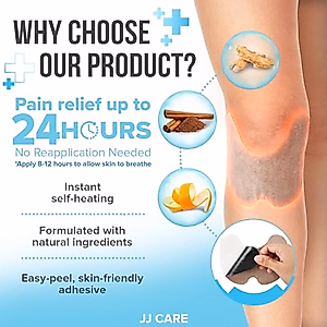 JJ CARE Knee Patches - 14 Pcs Knee Patches for Pain Relief Extra Strength - 5.5" x 3.9" Pain Relief Patch for Knee, Knee Pain Relief Patch for Arthritis, Inflammation, Sciatica, Muscle & Joint