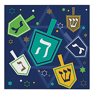 Creative Converting 16 Count Paper Beverage Napkins, Hanukkah Icons