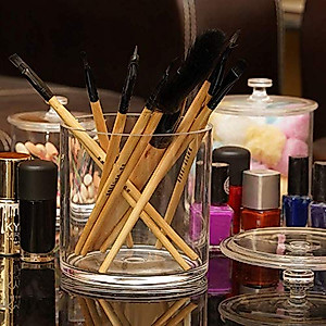 SIMACOCINA Qtip Holder Set of 3 - Multipurpose Acrylic Cotton Ball Jars - Containers for Organizing - Clear Plastic Storage Canisters