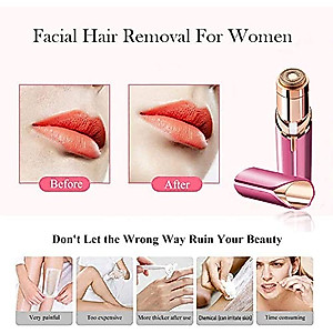 Facial Hair Removal for Women, Mini Epilator Portable Anytime, Suitable for Facial Bikini Peach Fluff on Beard Lips Chin, USB Charging(Rose red)