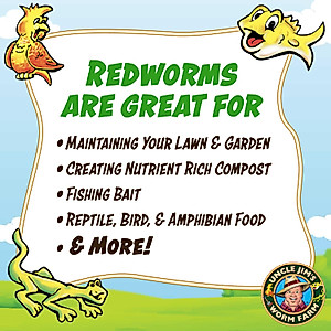 Uncle Jim's Worm Farm 5000 Count Red Wiggler Composting Worms Mix for Garden Soil or Fishing | Starter Pack of Compost Worms Improves Soil Structure and Quality for Healthier Gardens