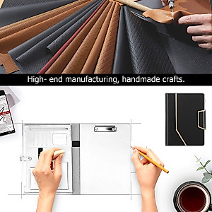 Toplive Padfolio Portfolio Case, Conference Folder Executive Business Padfolio with Document Sleeve,Letter/A4 Size Clipboard,Business Card Holders, Portfolio Padfolio for Women/Men,Black