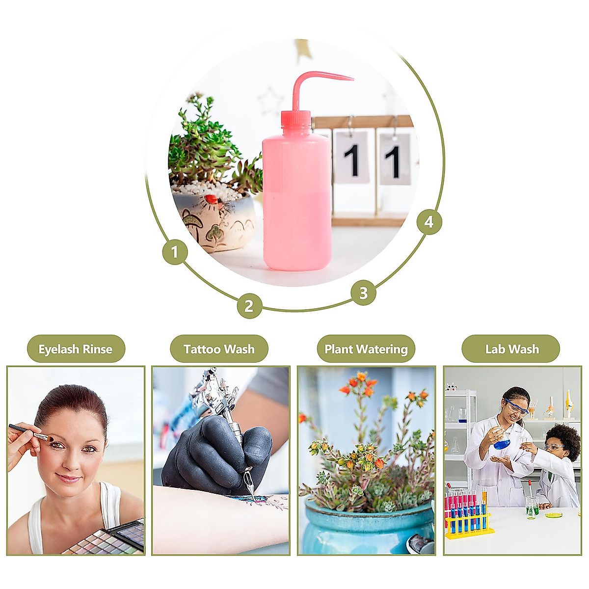 Melphoe 2Pcs 250ml 500ml Tattoo Wash Bottle, Plastic Squeeze Medical Lab Washing Bottle, Succulent Watering Can, Lash Water Bottle, 750ml, Pink