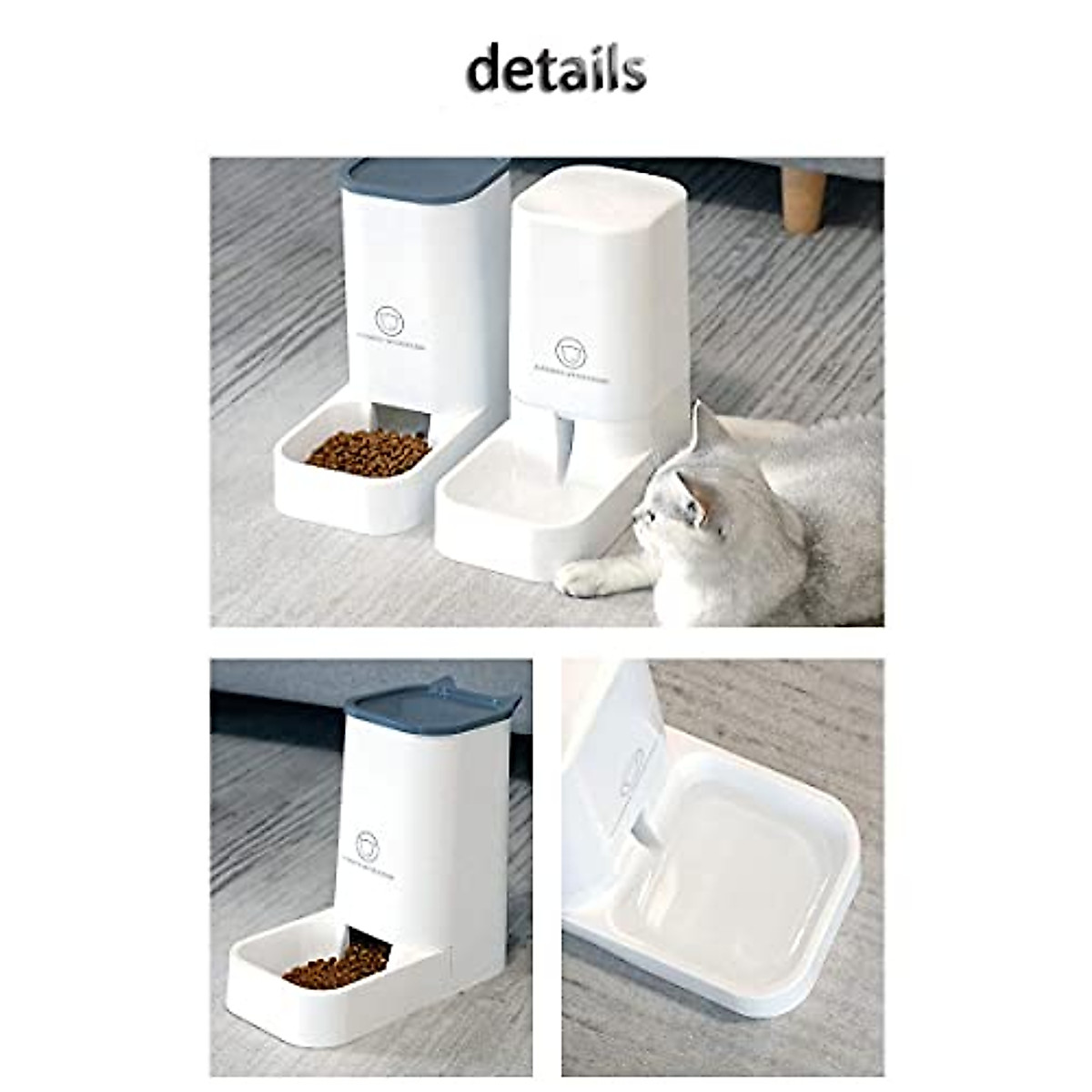 Automatic pet Feeder and Water Dispenser Set Cat and Dog Big Capacity Pet Bowl for Cats & Small,Medium, Large Dogs 1 Gallon Feeder and 3.7L Waterer (Waterer+Feeder White)
