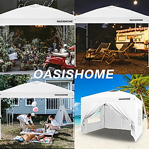OASISHOME Pop-up Gazebo Instant Portable Canopy Tent 10'x10', with 4 Sidewalls, Windows, Wheeled Bag, for Patio/Outdoor/Wedding Parties and Events (10FTx10FT, White)