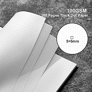 Dot Grid Spiral Notebook A5 Spiral Bullet Dotted Journal 160 Pages Thick Dot Paper Notebooks Plastic Hardcover Spiral Notebook 5x7 Wire Bound Notebooks for Note Taking School Office Supplies,Black