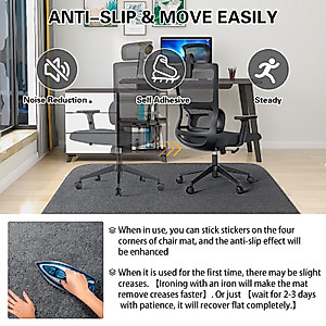 Office Chair Mat for Hardwood Floor & Tile Floor, 48" × 35" Computer Desk Chair Mat for Gaming, Low-Pile Desk Rug, Large Anti-Slip Floor Protector Mat for Rolling Chair, Washable Reusable - Stickers