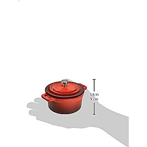AmazonCommercial Enameled Cast Iron Covered Mini Cocotte, 10.3-Ounce, Red