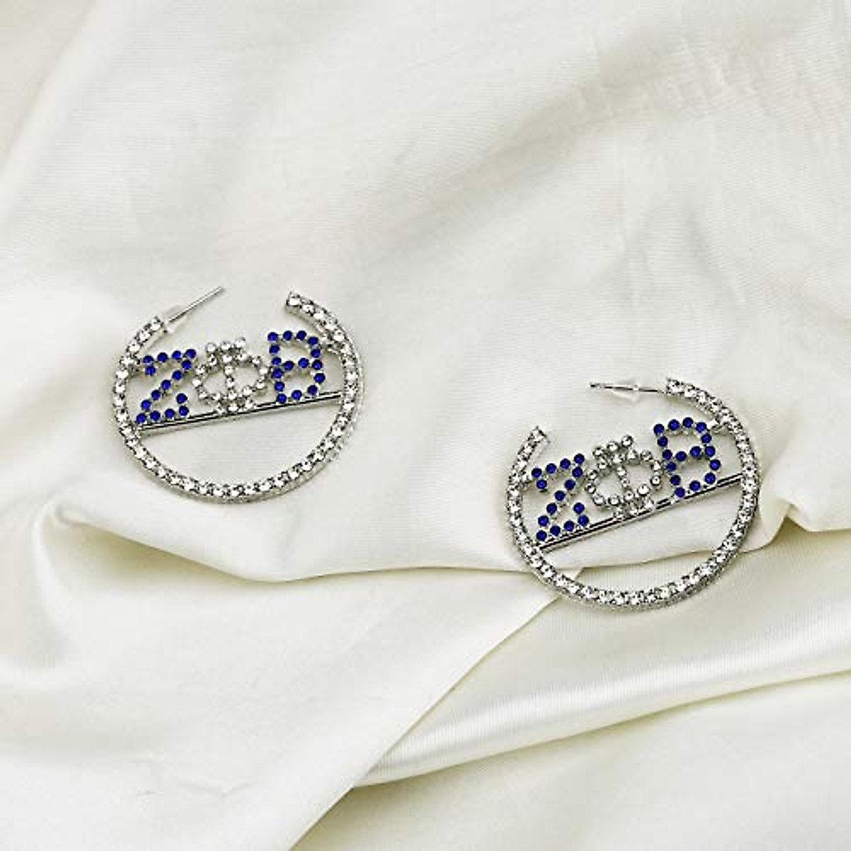CENWA ZPB Rhinestone Drop Earring 1920 Greek Sorority Jewelry Gift for Finer Women(round- Earrings)
