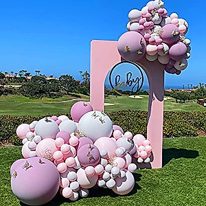 180pcs Pastel Pink Purple Balloon Garland Arch Kit Butterfly Stickers Baby Shower Decorations for Girl Birthday Party Bridal Shower Bachelorette Engagement Party Decorations by QIFU