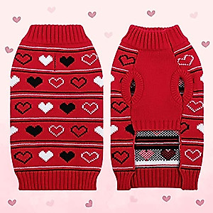 Queenmore Valentine Dog Sweater,Small Dog Sweater for Tiny Dogs,Teacups,frenchies,Chihuahuas,Yorkies,Turtleneck Girl Dogs Red Knit Sweaters Red,M