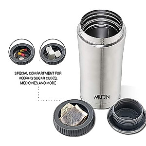 Milton Optima Double Walled Vacuum Insualted Food Flask, Soup Flask, Food Container, 420 ml | 14 oz | Hot and Cold for Long Hours, 18/8 Stainless Steel, Rust and Leak-Proof, BPA-Free | Silver