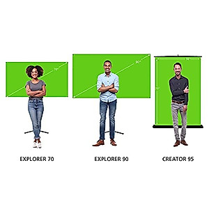 Valera Explorer Green Screen with Stand - Portable Chroma Key Panel, 1000 Free Backgrounds Included, Wrinkle Resistant Green Fabric Backdrop, Tripod & Wall Mount, Carry Case, Portrait & Wide Landscape