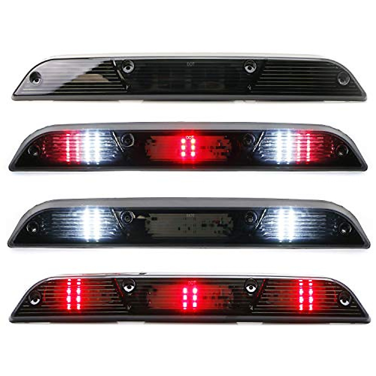 iJDMTOY Smoked Lens Raptor_Style 3-Dot LED High Mount Third Brake Light Kit Compatible With Ford 2015-2020 F-150, 2017-up F-250 F-350, 2019-up Ranger, 2022-up Maverick (Excluding Raptor)