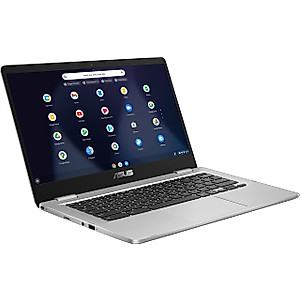 ASUS C423NA Chromebook 14" FHD Laptop Computer, Intel Celeron N3350 up to 2.4GHz, 4GB LPDDR4 RAM, 32GB eMMC, 802.11AC WiFi, Bluetooth, Webcam, Silver, Chrome OS, BROAG 3Feet USB Extension Cable