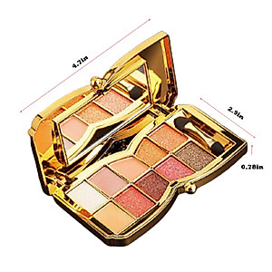 Glitter Eyeshadow Palette Makeup Set,10 Colors Shimmer Eyeshadow Palette Gold Eyeshadow Highly Pigmented Long Lasting Waterproof Sweatproof Professional Nude Eyeshadow Palette Make Up Palettes for Women Warm Natural Neutral Smokey Eye Eyeshadow Palette Va