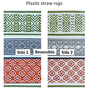 BalajeesUSA Outdoor Plastic Patio Rugs – 5x7 ft Green,Orange,Multipurpose,Woven Plastic Straw, All-Weather and Waterproof, Reversible Camper mat sports camp backyard picnic 711