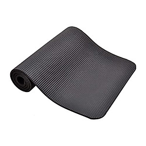Signature Fitness All Purpose 1/2-Inch Extra Thick High Density Anti-Tear Exercise Yoga Mat and Knee Pad with Carrying Strap, Black