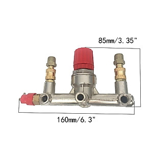 COMOK Double Outlet Tube Alloy Pressure Valve Switch Air Compressor Fittings Regulator Manifold Accessories