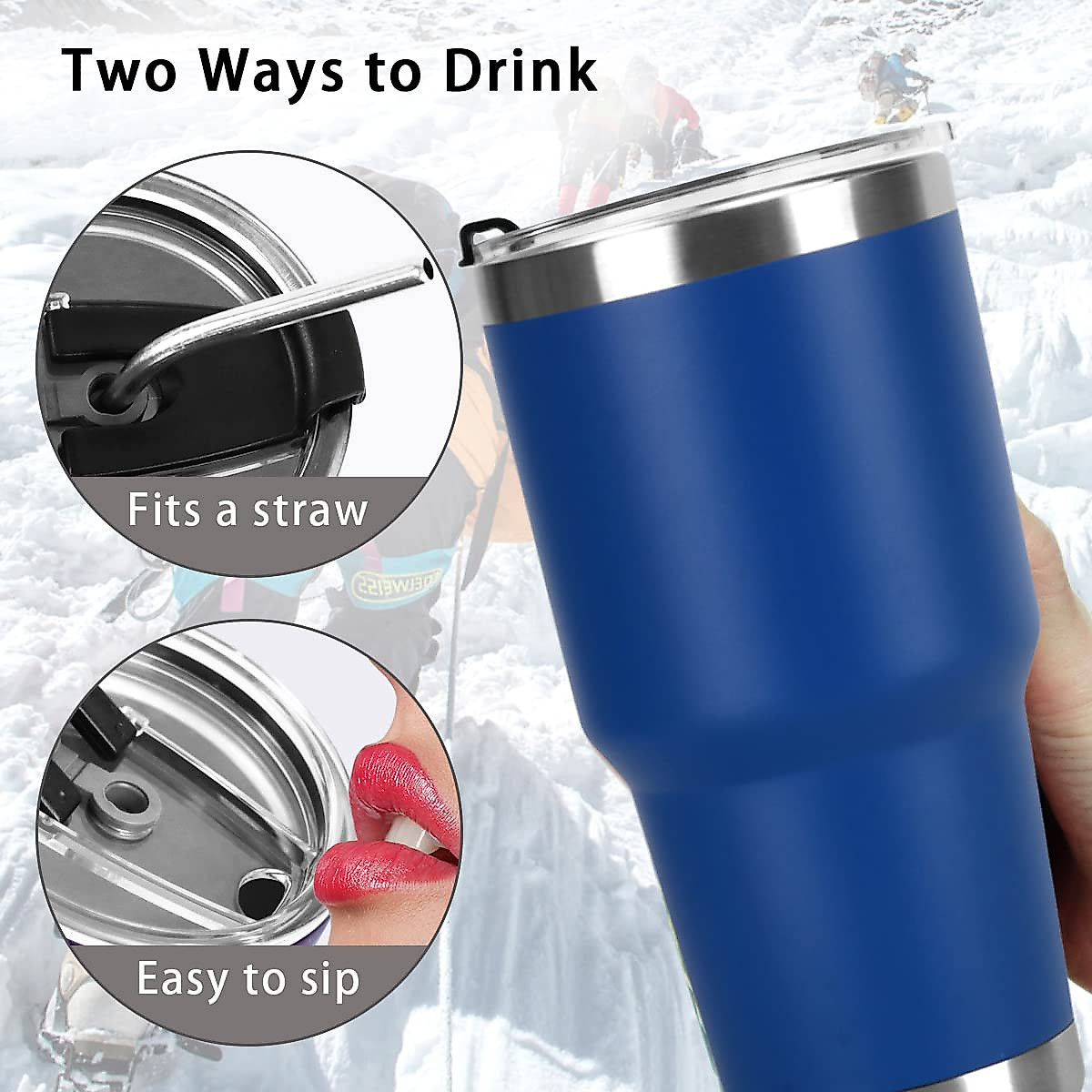 SYACOT 30oz Tumbler Double Wall Stainless Steel Vacuum Insulated Travel Mug with Splash-Proof Lid Metal Straw and Brush