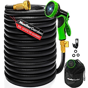 Janska by Mueller Expandable Garden Hose 50 ft. Flexible & Lightweight Garden Hose that Extends and Retracts, Kink and Tangle Resistant, with 9 Function Spray Nozzle
