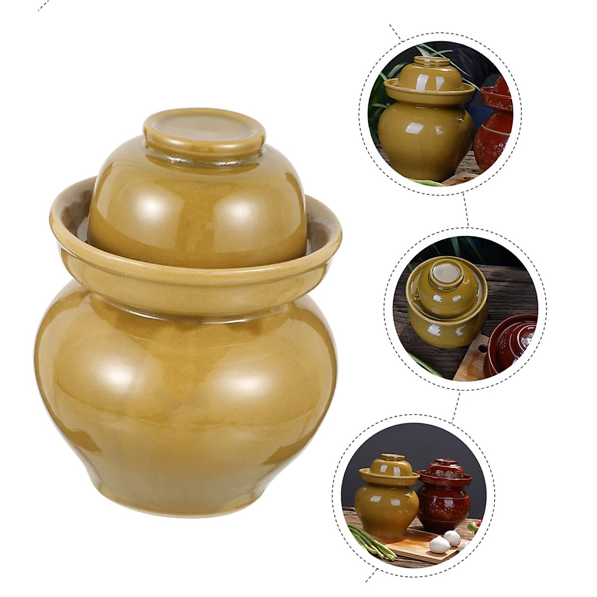 OUSIKA for Container Sealing Chinese Storage Canister Water Vegetables Cansiter with Pickled Egg Jars Sauerkraut Duck Tradition Bottle Crock Capacity Paocai Foods Pickle Jars