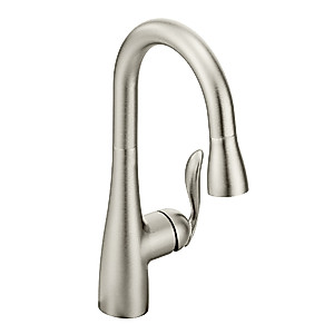 Moen Arbor Spot Resist Stainless One-Handle Pulldown Bar Faucet Featuring Reflex, Single Hole Kitchen Sink Faucet, 5995SRS