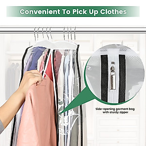 Carbrea Garment Bags for Travel - 43 Inches All Clear Garment Bag for Hanging Clothes 10 Inches Gusseted Suit Bags for Men Travel Dance Bag Clothing Storage Bags for Women Clothes Storage 3 Pack