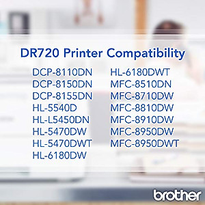 Brother Genuine-Drum Unit, DR720, Seamless Integration, Yields Up to 30,000 Pages, Black