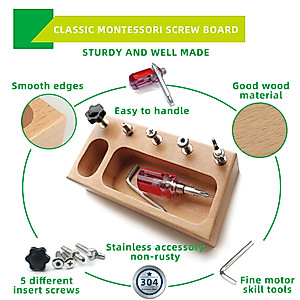 MEROCO Montessori Screw Driver Board for Kids Montessori Materials Basic Skills Educational Learning Toys for 3 4 5 Year Old Kids Toddlers Sensory Montessori Toy Preschool Classroom Fine Motor Skills
