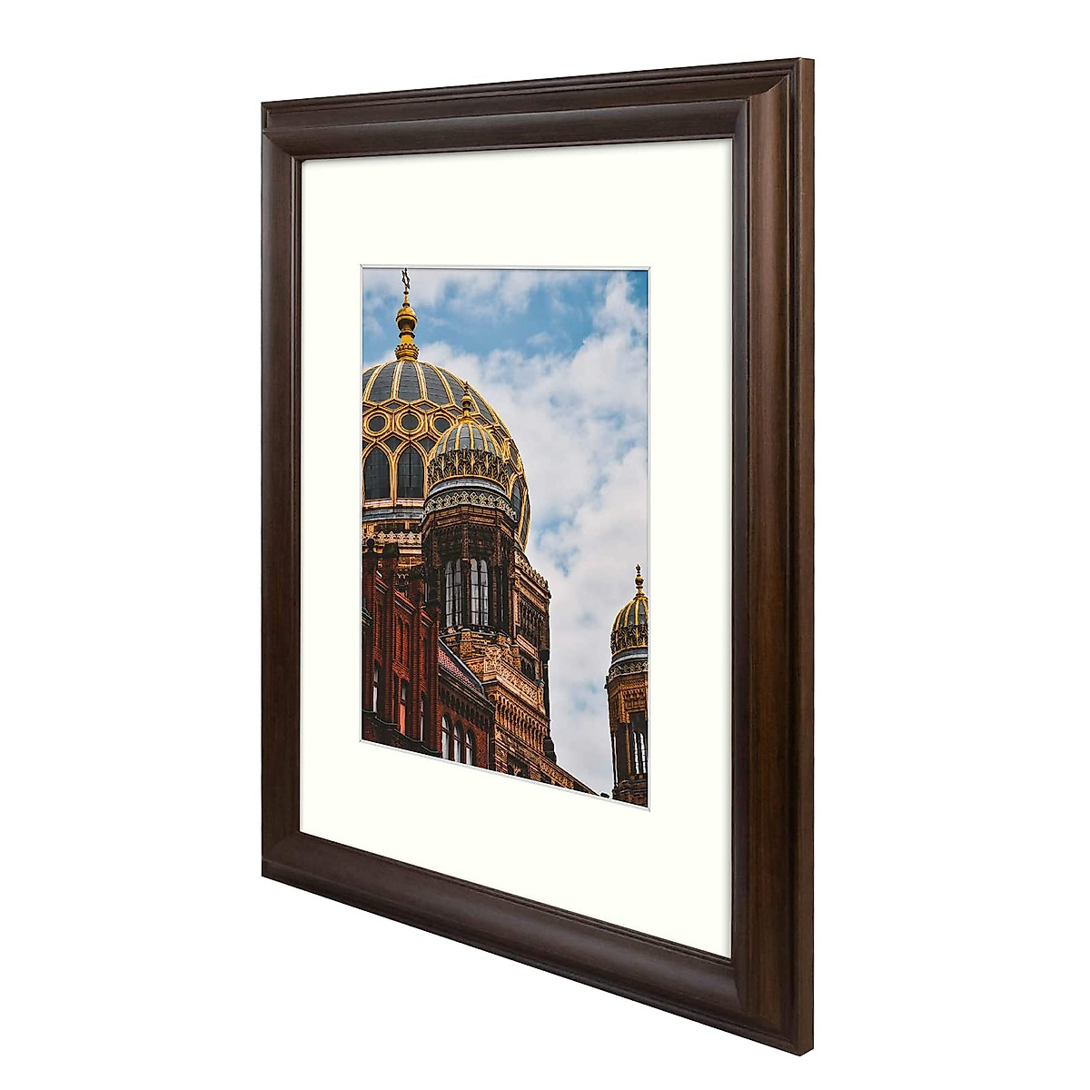 Golden State Art, 16x20 Photo Frame with 11x14 Ivory Picture Mat and Real Glass - 1.8-inch Width (Brown)
