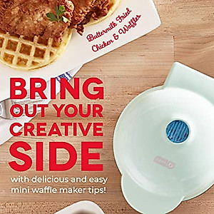 Dash DMW001WH Machine Mini waffle maker, 4 inch, White & DCB001MW Wonderful Mini Waffles Recipe Book with Gluten, Vegan, Paleo, Dairy + Nut Free Options, Over 80+ Easy to Follow Guides, Cookbook