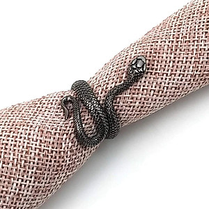 Mr.S Shop 1PCS Retro Punk Exaggerated Snake Ring Fashion Personality Stereoscopic Opening Adjustable Ring (Black)
