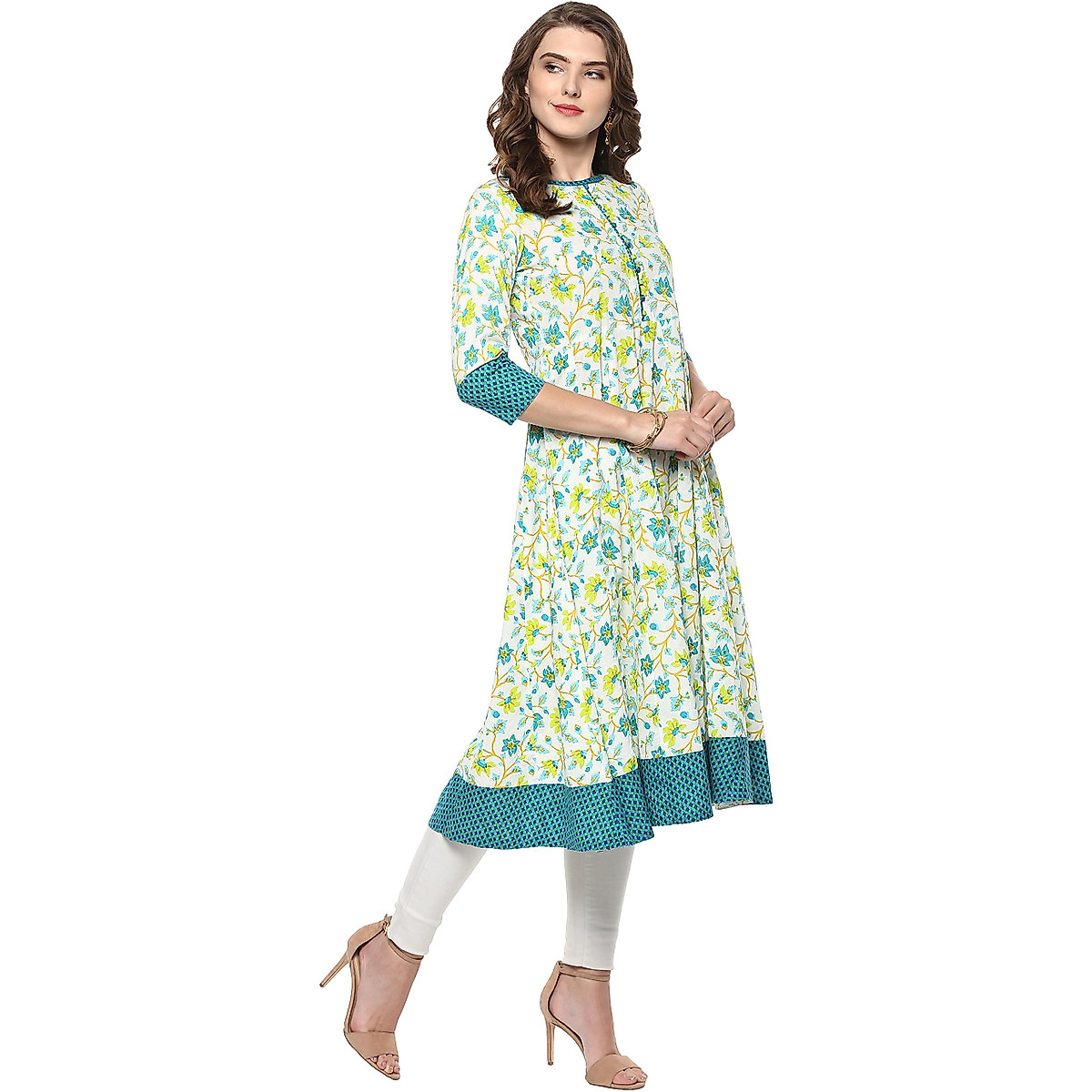 Janasya Indian Tunic Tops Cotton Kurti for Women (JNE2086-KR-389-S)