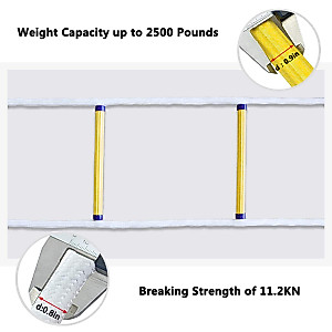 ANDGOO Emergency Fire Escape Rope Ladder 2 Story Homes 16 Feet Flame Resistant Fire Safety Ladders with Carabines | Weight Capacity up to 2500 Pounds | Portable and Reusable