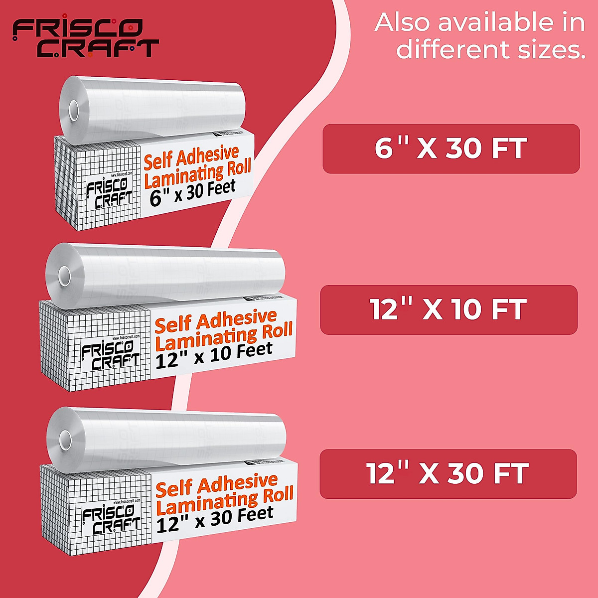 Frisco Craft Clear Vinyl Self-Adhesive Laminate 12" x 30FT Roll, Compatible with Cricut, Silhouette Cameo Portrait, Decals, Stickers, Stencils, Peel and Stick (Clear Laminate Sticker Vinyl, Glossy)