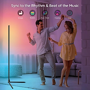 RGBWW Smart LED Floor Lamp for Living Room, Compatible with Alexa, Google Home, 69" Tall Modern Standing Lamp for Bedroom with Remote & WiFi APP Control, 2700k-6500k Corner Lamp with Linen Lampshade