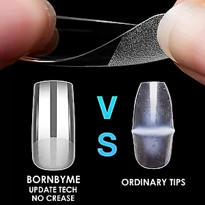 Soft Gel Nail Tips Medium Square, 600 PCS Pre Buff Full Cover Shaped Nail Extenison Tips Matte Gel X Nail Tips Acrylic False Nail Tips BORNBYME