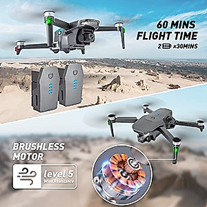 XiL Drones with 4K UHD Camera for adults Beginner,2 Batteries 60 Mins Flight Time GPS Foldable FPV UAV RC Quadcopter,Optical Flow,5Ghz WiFi Transmission,Auto Return,Follow Me, Brushless Motor,Circle Fly, Waypoint Fly