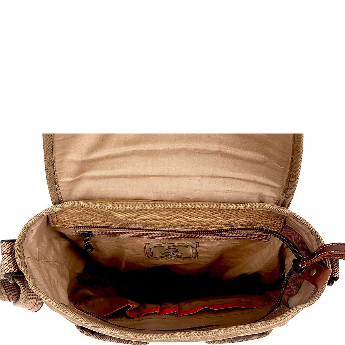 TSD Brand Turtle Ridge 4-Pocket Canvas Crossbody Bag (Olive)