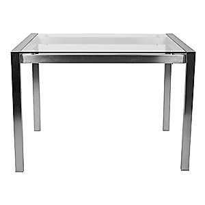 LumiSource Fuji Contemporary Counter Table (Stainless Steel, Clear Glass)