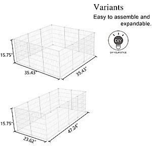 C&AHOME Pet Playpen, Small Animals Supplies, 16 Panels Exercise Playpens Cage, C Grids Portable Yard Fence Indoor, Ideal for Guinea Pigs, Pet Products, DIY Metal Yard Fence, 12" × 15" White UPPM3416W