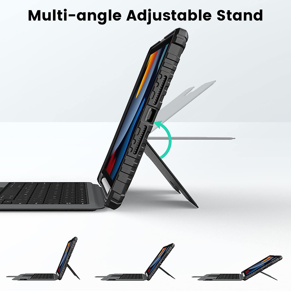 Nillkin iPad 9th Generation (10.2", 2021) Case with Detachable Keyboard, Magic Trackpad, Portrait/Landscape Modes, Rugged Keyboard Case with Camera Cover for iPad 8th/7th Gen, Black