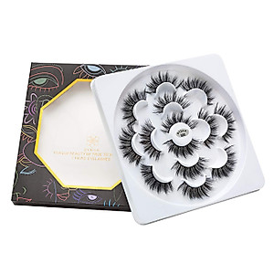 DYSILK Mink Lashes Fake Eyelashes - Wispy Lashes 7 Pairs Faux Mink Eyelashes 6D Lashes Natural Look Pestañas Postizas Wispy Eyelashes Fluffy Lashes Reusable Dramatic Lashes |002