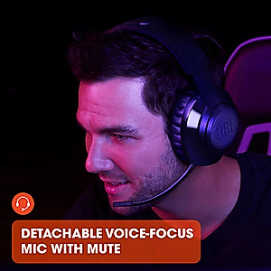 JBL Quantum 350 - Wireless PC Gaming Headset with Detachable Boom mic, Black, Large