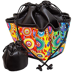 ABS Novelties Peace Love Bingo Pattern 10 Pocket Tote, Black, One Size Bingo Bag with Pockets