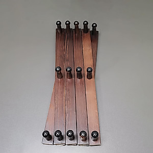 FixtureDisplays® Pine Wood Accordion Wallmount Hat Hanger, Expandable Purse Coat Backpack Rack with 14 Pegs 15745-NF