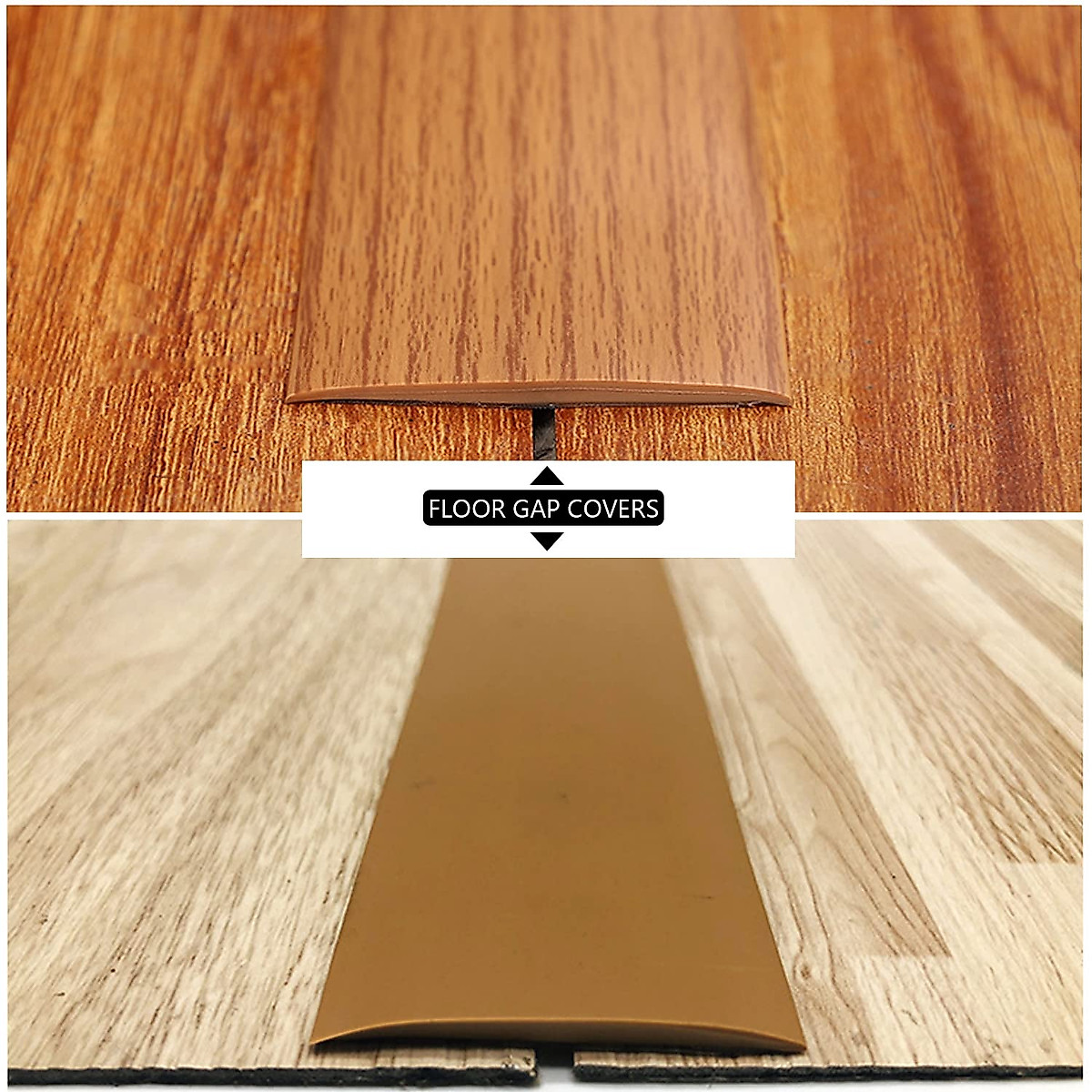 ZEYUE Transition Profile Floor Cover Strips Flooring Transition Strip Vinyl Door Bar Floor Edge Trim Laminate Floor Joining Strip Floor Strip Floor Bar Flat Divider Strip (100×5cm, Grey Wood Grain)
