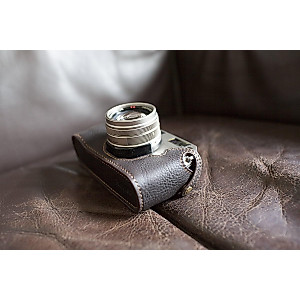 Handmade Genuine Real Leather Half Camera Case Bag Cover for Contax G1 Dark Brown