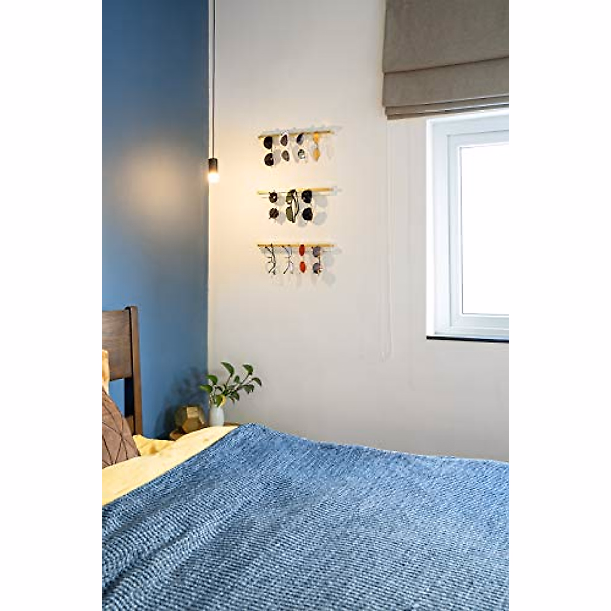 Mkono Wall Mounted Sunglasses Storage Organizer Wood Modern Simple Eyeglasses Display Holder Eyewear Glasses Jewelry Headband Hanging Rack for Entryway Living Room Bedroom, 3 Pack, White